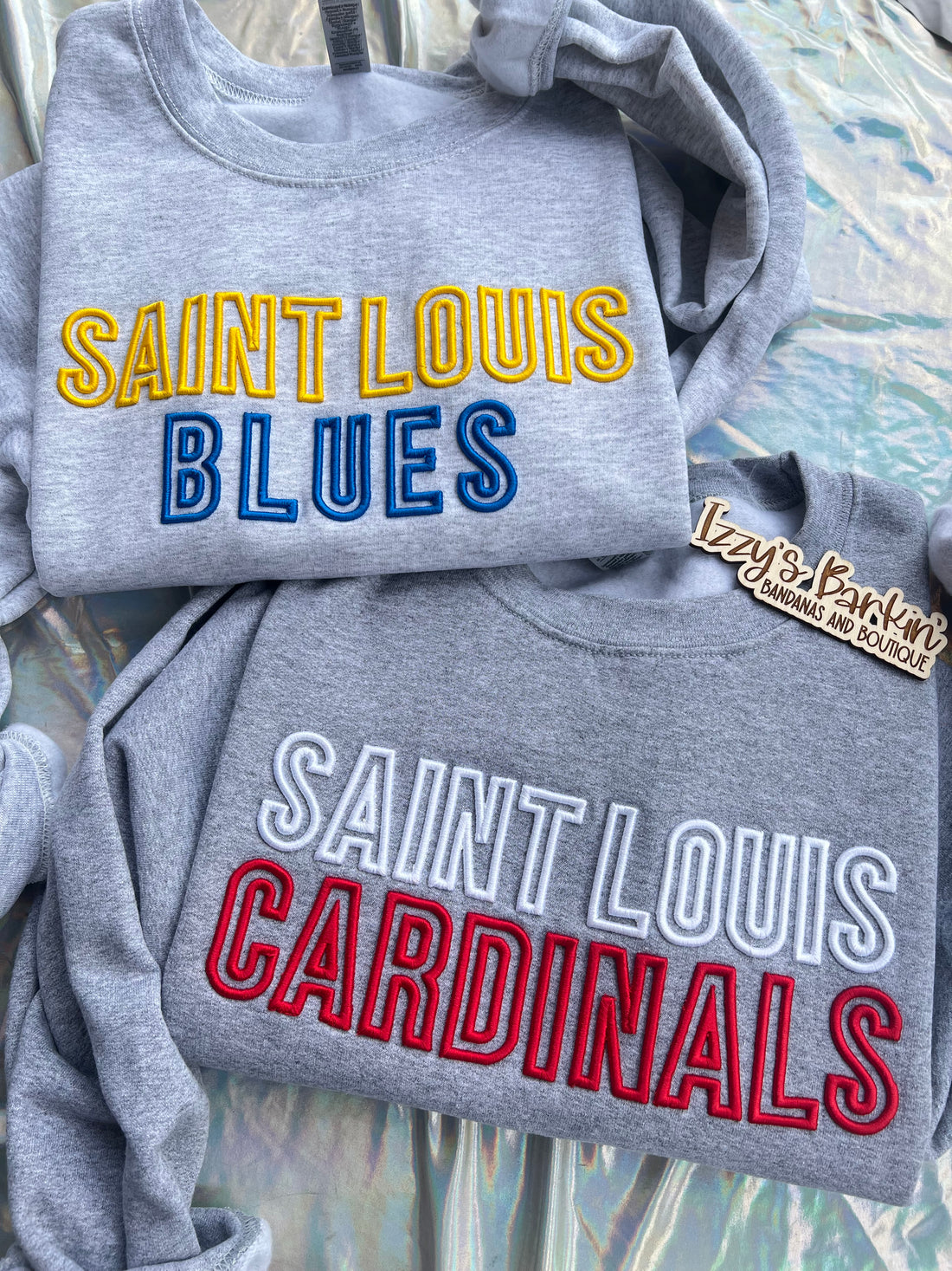 3D Puff Embroidered Saint Louis Crewneck STL hockey – Izzy's Barkin ...